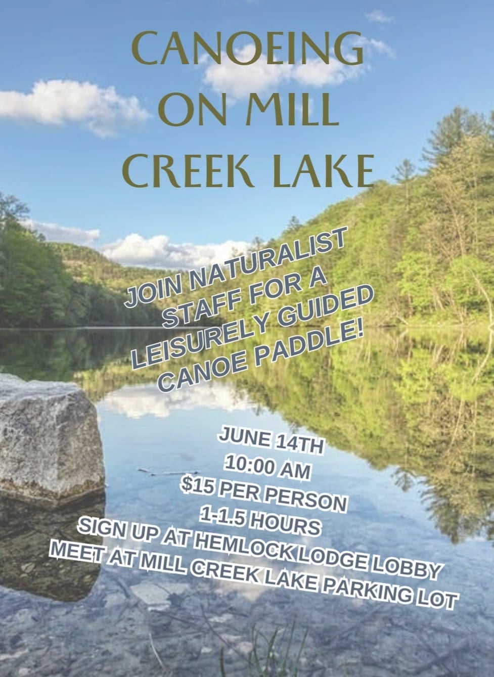 Guided Canoe paddle at Mill Creek Lake with Natural Bridge State Park ...