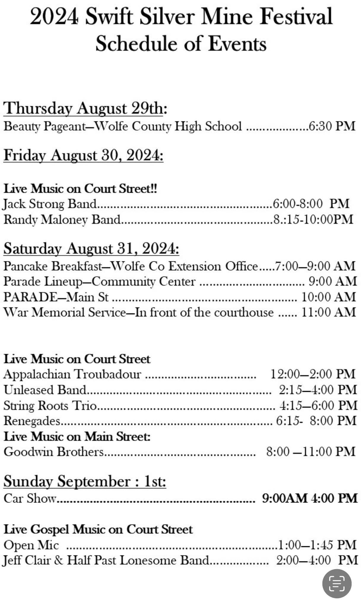 Wolfe County Swift Silver Mine Festival in Campton | Powell County Tourism